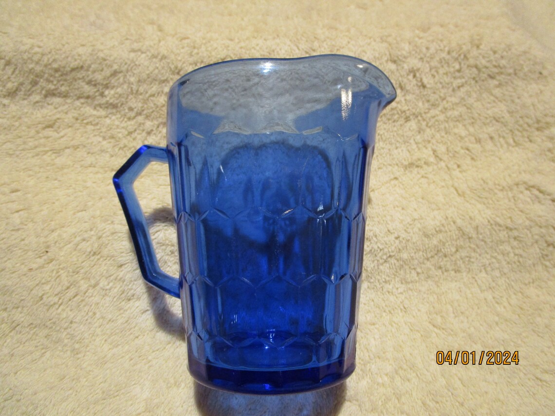 Vintage Hazel Atlas "shirley Temple" Cobalt Blue Milk Pitcher - Etsy