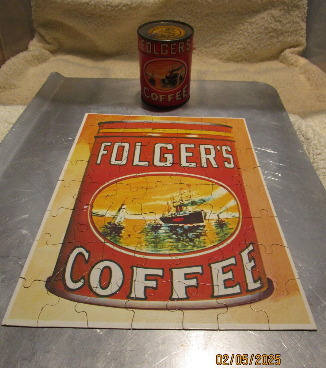 Vintage Folger's Coffee Advertisement Puzzle in a Can - Etsy