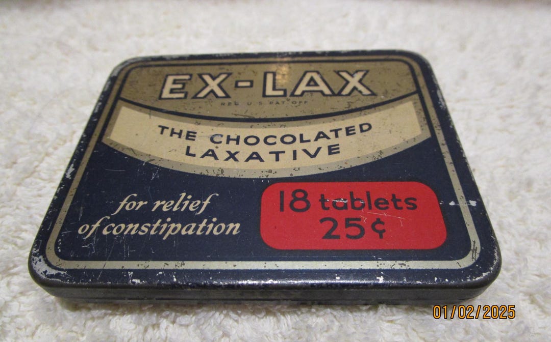 Ex-lax the Chocolated Laxative Metal Tin 18 Tablets 25 Cents - Etsy