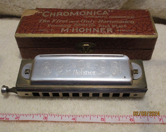 Chromonica 10-hole Harmonica With Brass Reeds in Original Box M. Hohner ...