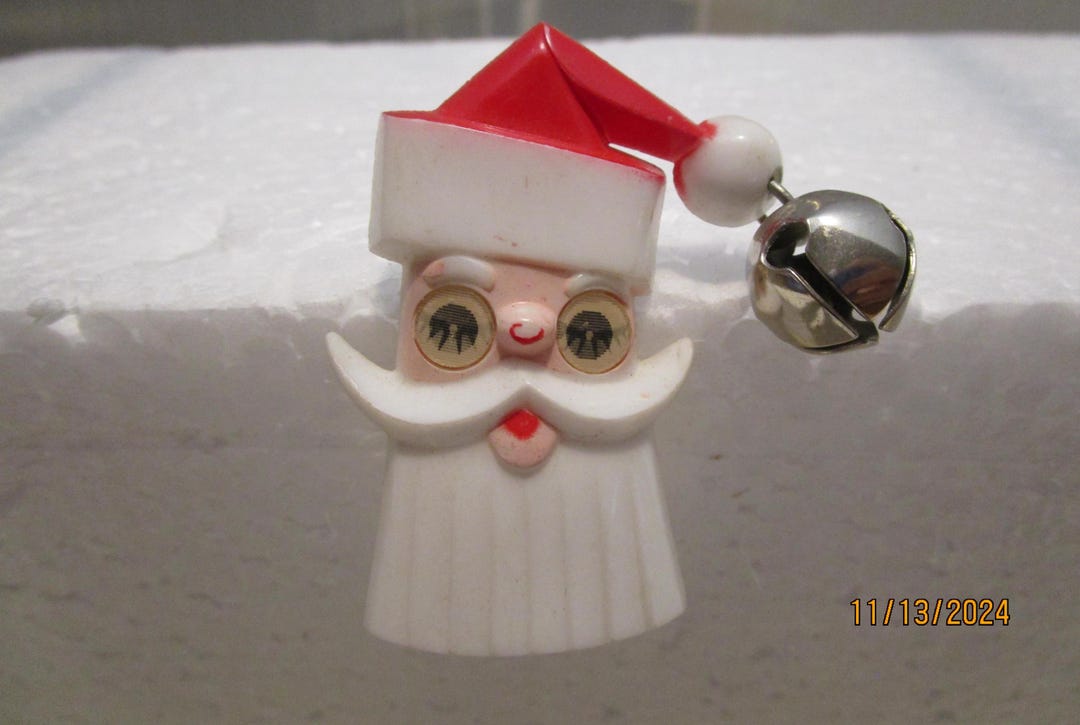 Retro Santa Claus Blinking Holograph Pin With Jingle Bell - Etsy
