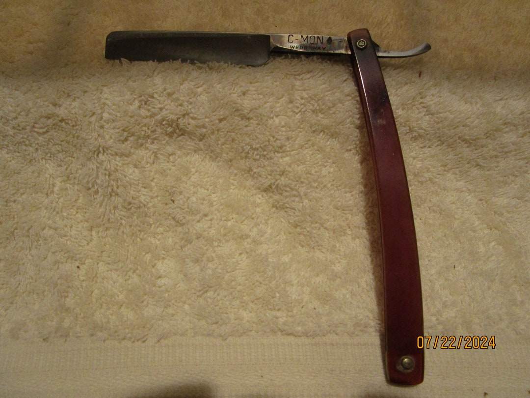 Antique Peter J Michels Straight Razor With Square Edge, C-mon Wedgeway ...
