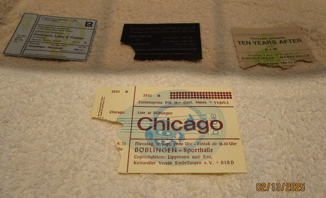 Four German Concert Ticket Stubs, Chicago, Santana and Others, 1970s - Etsy