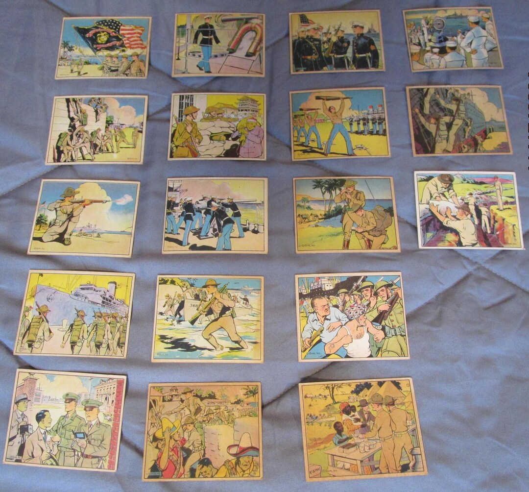 Eighteen Vintage Gum Inc. WWII Bubble Gum Trading Cards, Marine Set ...