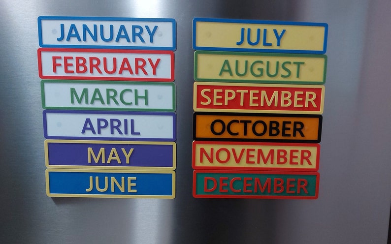 Magnetic Month Labels 3D Printed Monthly Magnets for Whiteboards ...