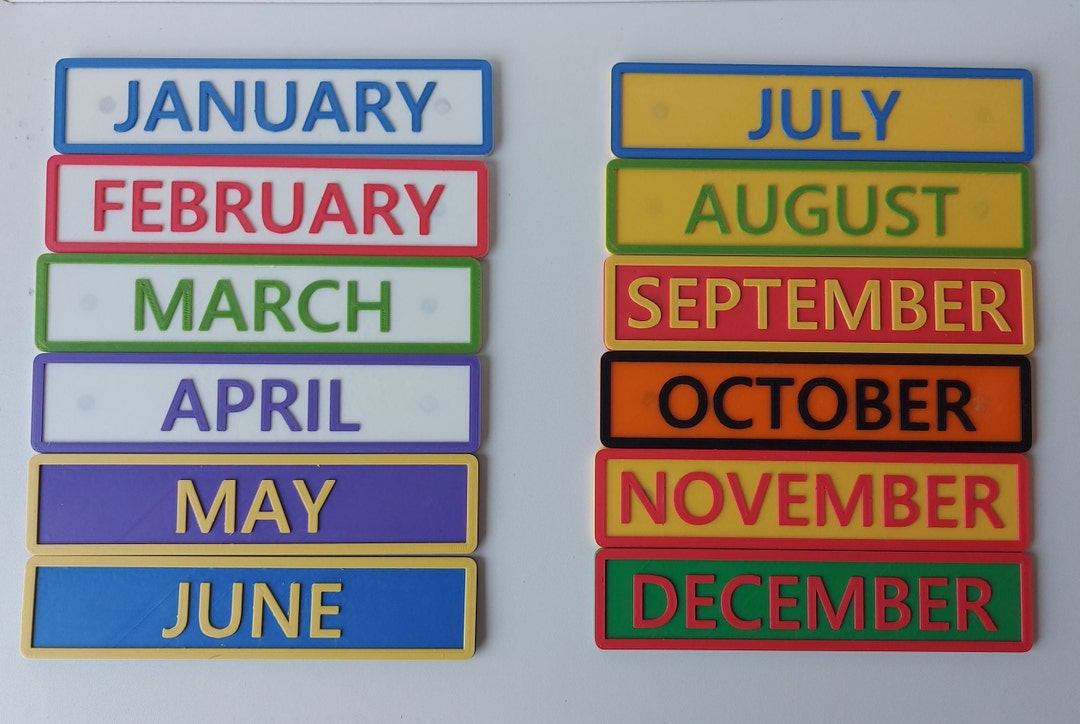 Magnetic Month Labels 3D Printed Monthly Magnets for - Etsy