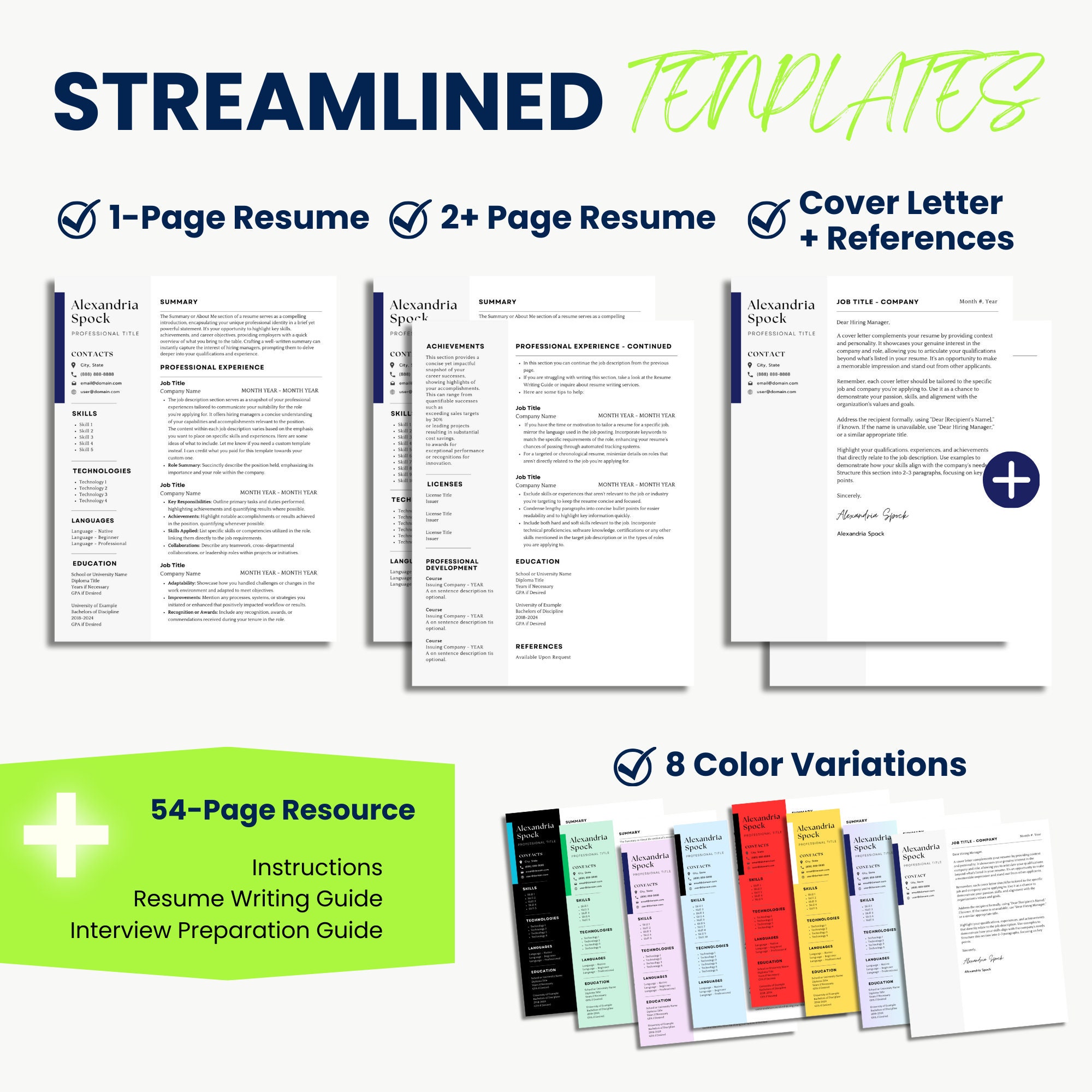 Gray Streamlined Resume Template Digital Download ATS - Etsy