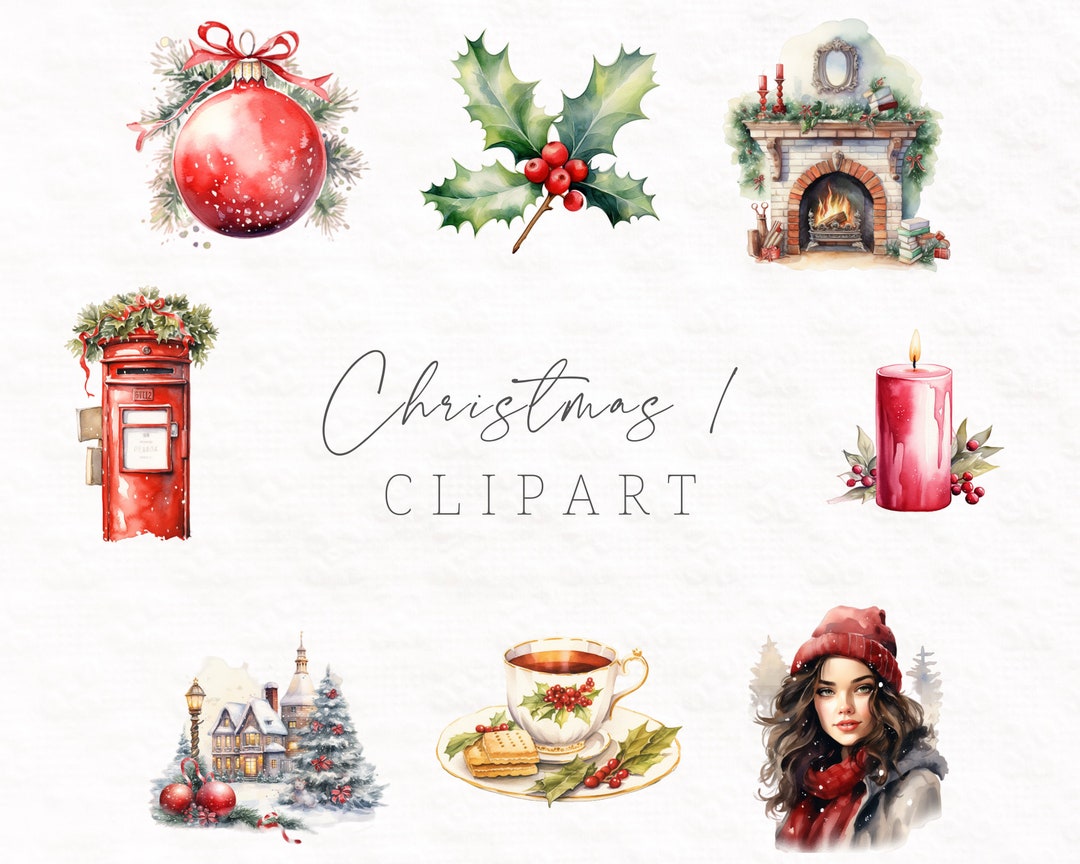 Christmas Clipart Set 1 Printable Scrapbook Paper Planner Clipart ...