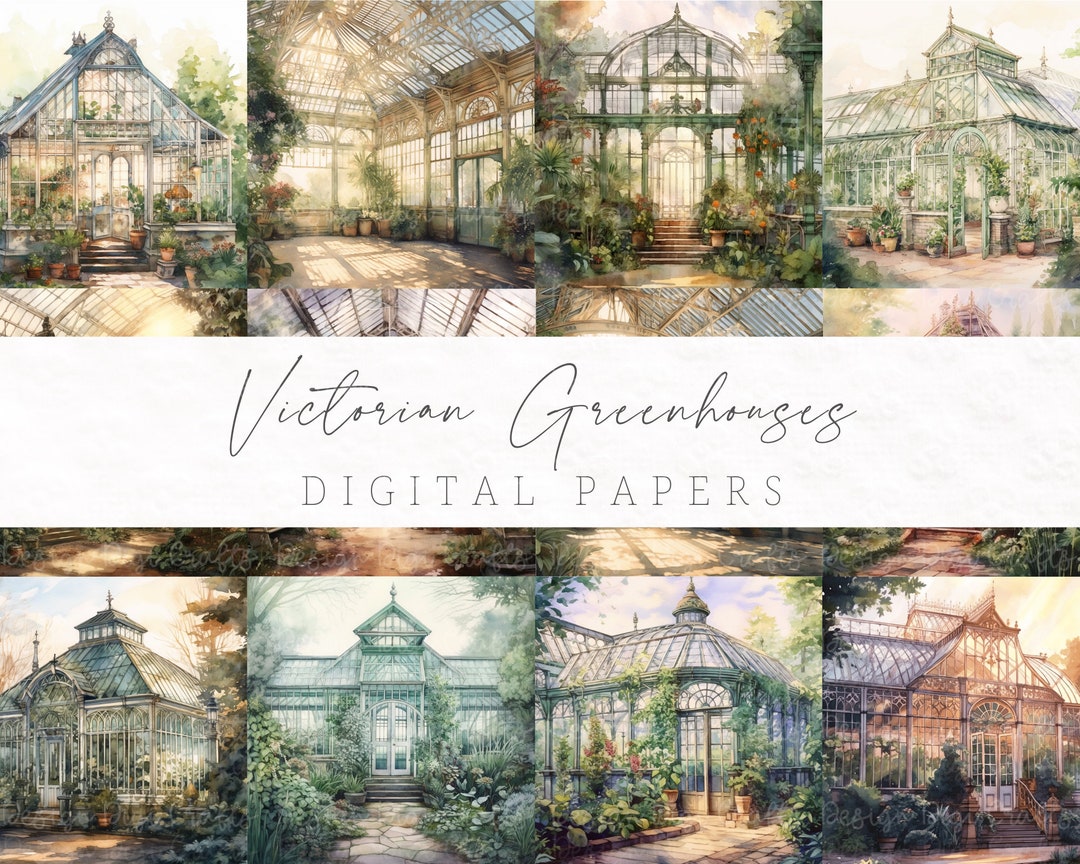 Victorian Greenhouses Digital Papers Printable Scrapbook Paper ...
