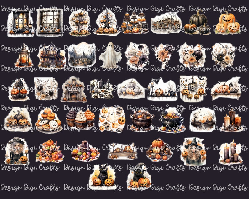 Spooky Halloween Clipart Printable Scrapbook Paper Planner - Etsy