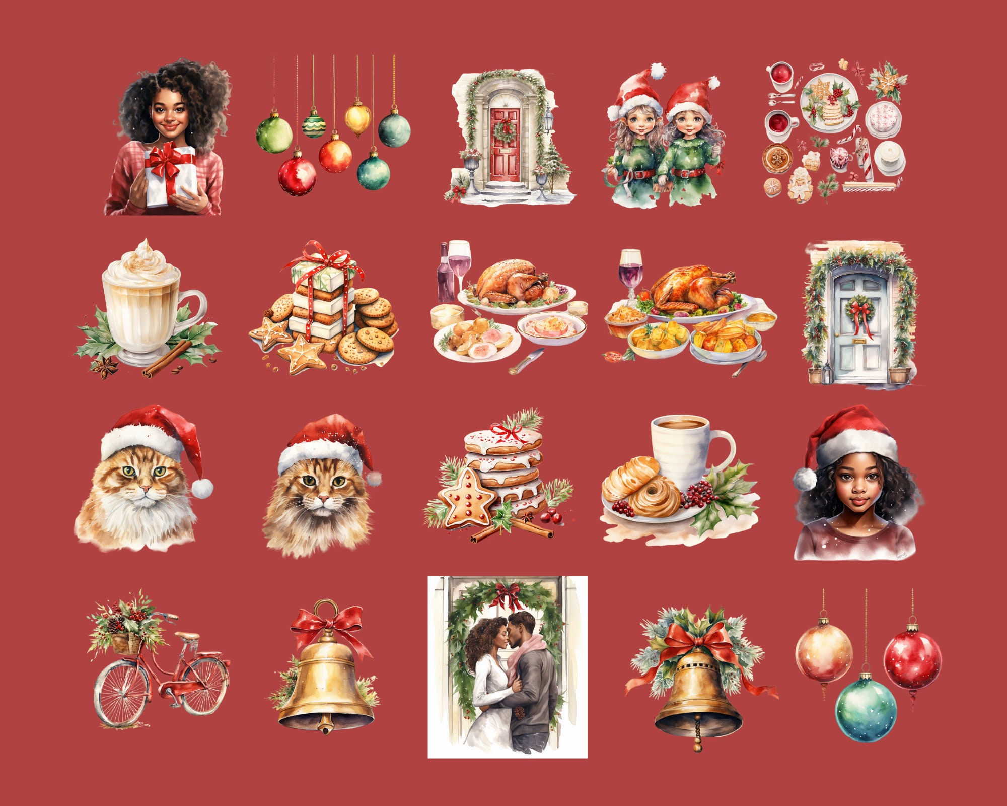 Christmas Clipart Set 2 Printable Scrapbook Paper Planner Clipart ...