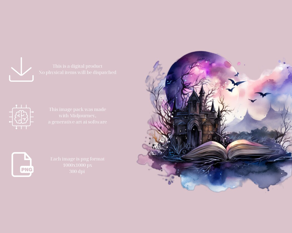 Fantasy Books Clipart Printable Scrapbook Paper Planner - Etsy