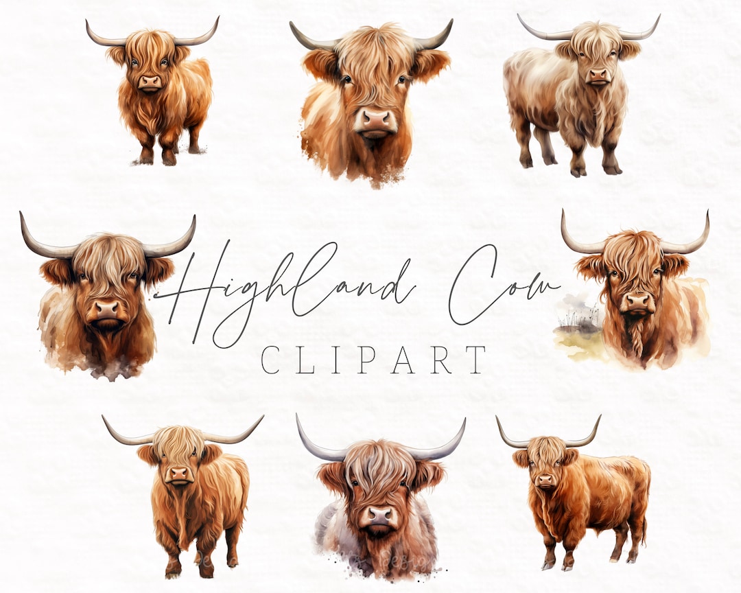 Highland Cows Clipart Printable Scrapbook Paper Planner Clipart Instant ...