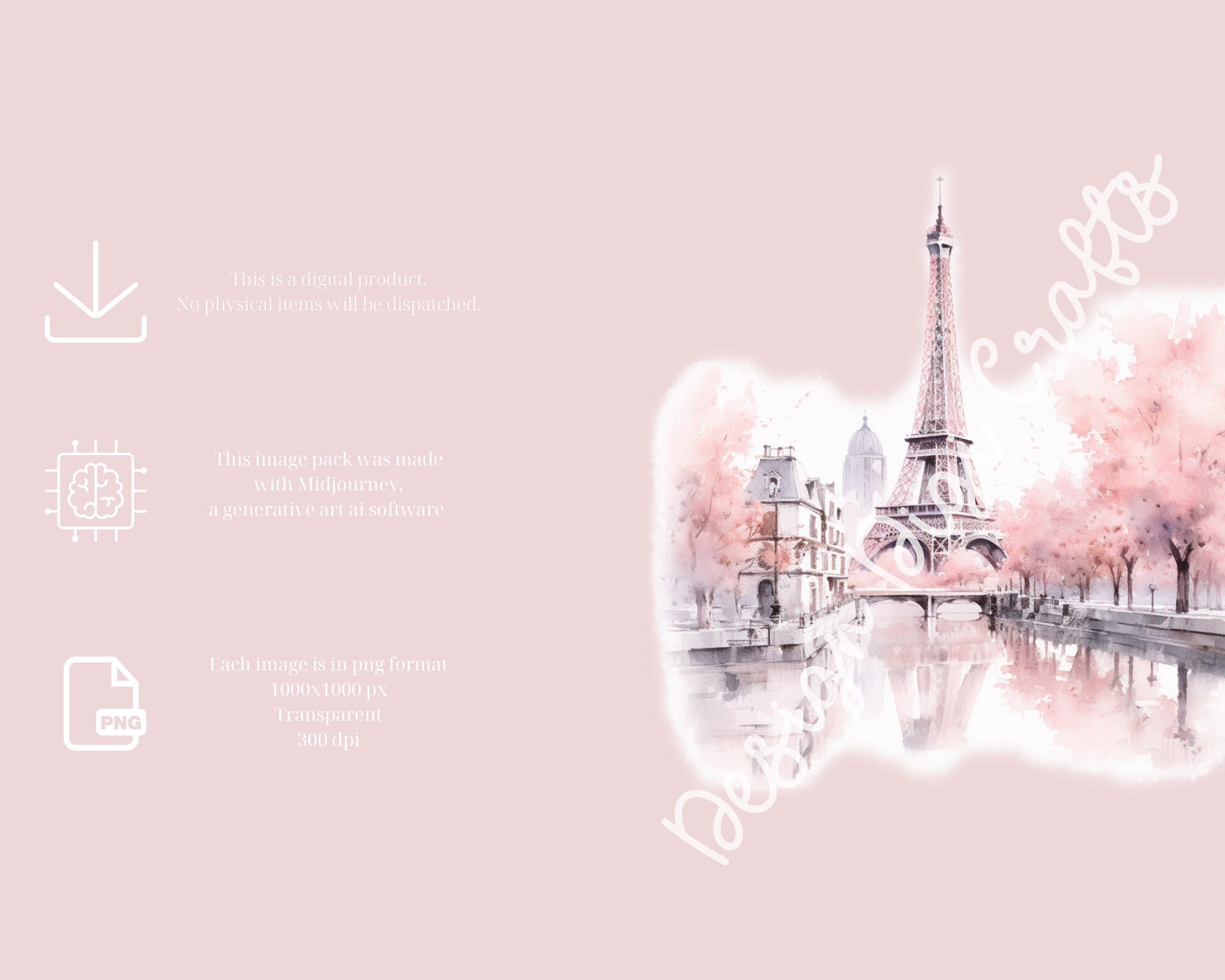 Pink Paris Clipart Printable Scrapbook Paper Planner Clipart Instant ...