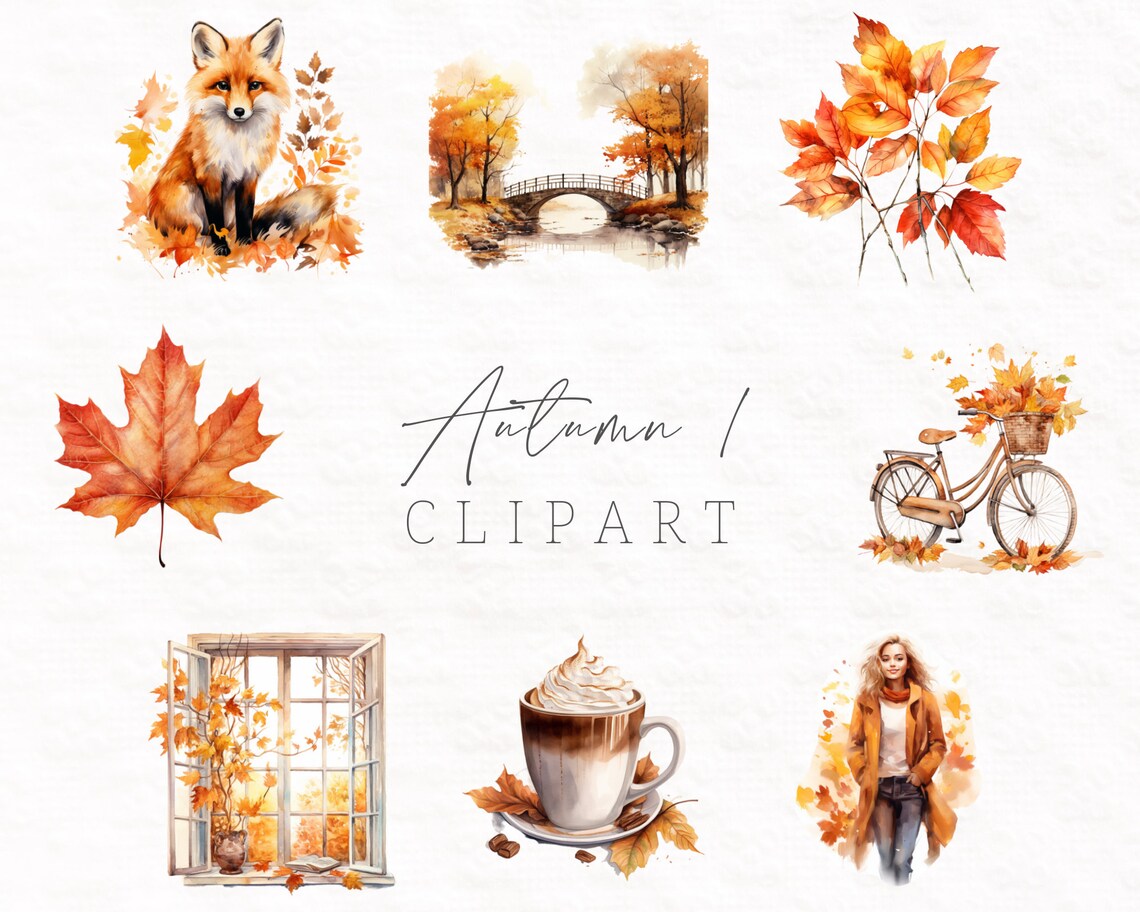Autumn Time Clipart Printable Scrapbook Paper Planner Clipart Instant ...