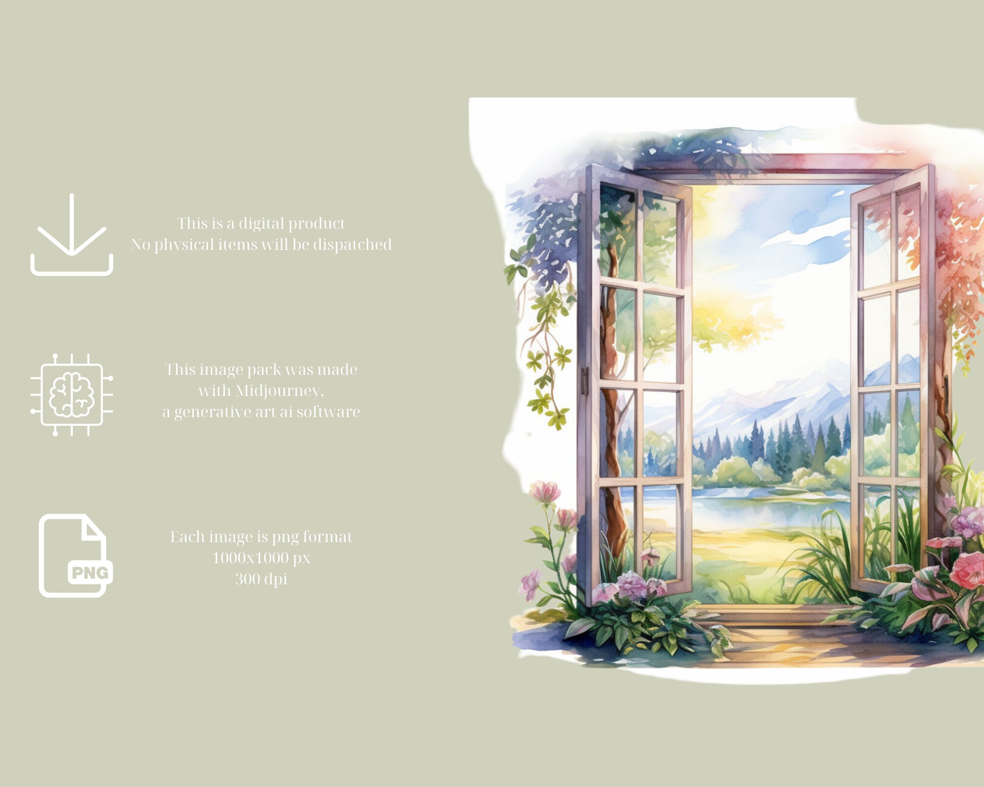 Summer Windows Clipart Printable Scrapbook Paper Planner Clipart ...