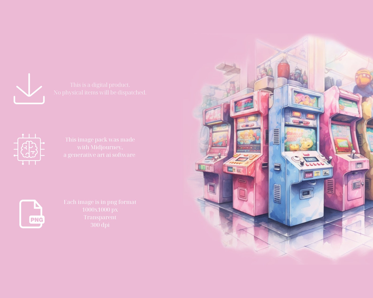 80's Arcade Clipart Printable Scrapbook Paper Planner - Etsy