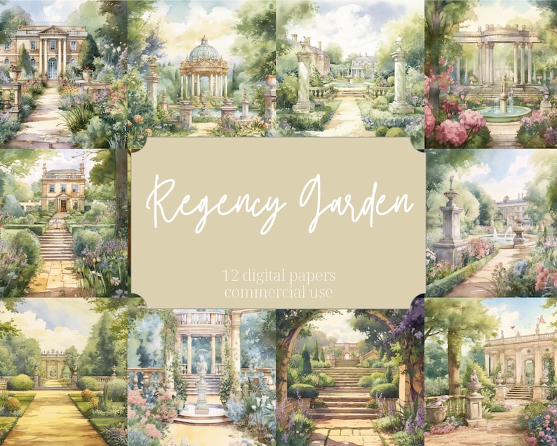 Regency Garden Digital Papers Printable Scrapbook Paper - Etsy