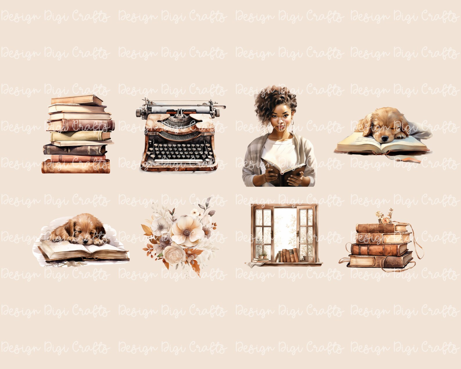 Bookish Clipart Printable Scrapbook Paper Planner Clipart Instant ...