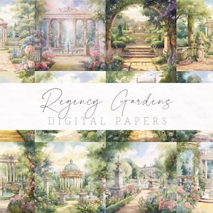 Regency Garden Digital Papers Printable Scrapbook Paper Backgrounds ...