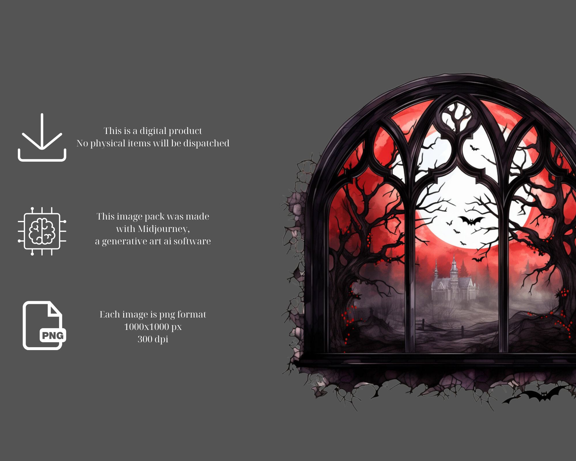 Vampire Windows Clipart Printable Scrapbook Paper Planner Clipart ...