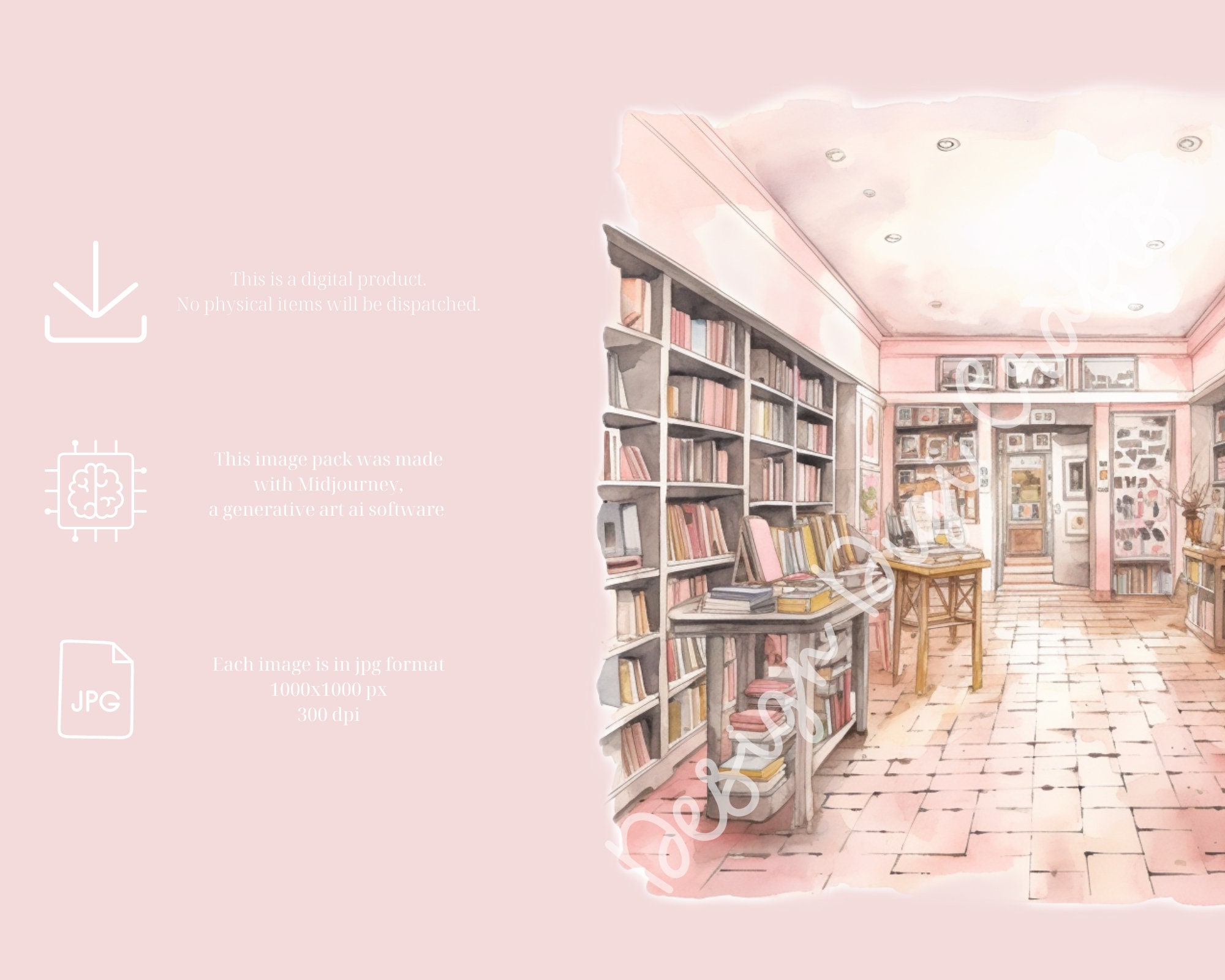 Pink Bookstores Clipart Printable Scrapbook Paper Planner Clipart ...