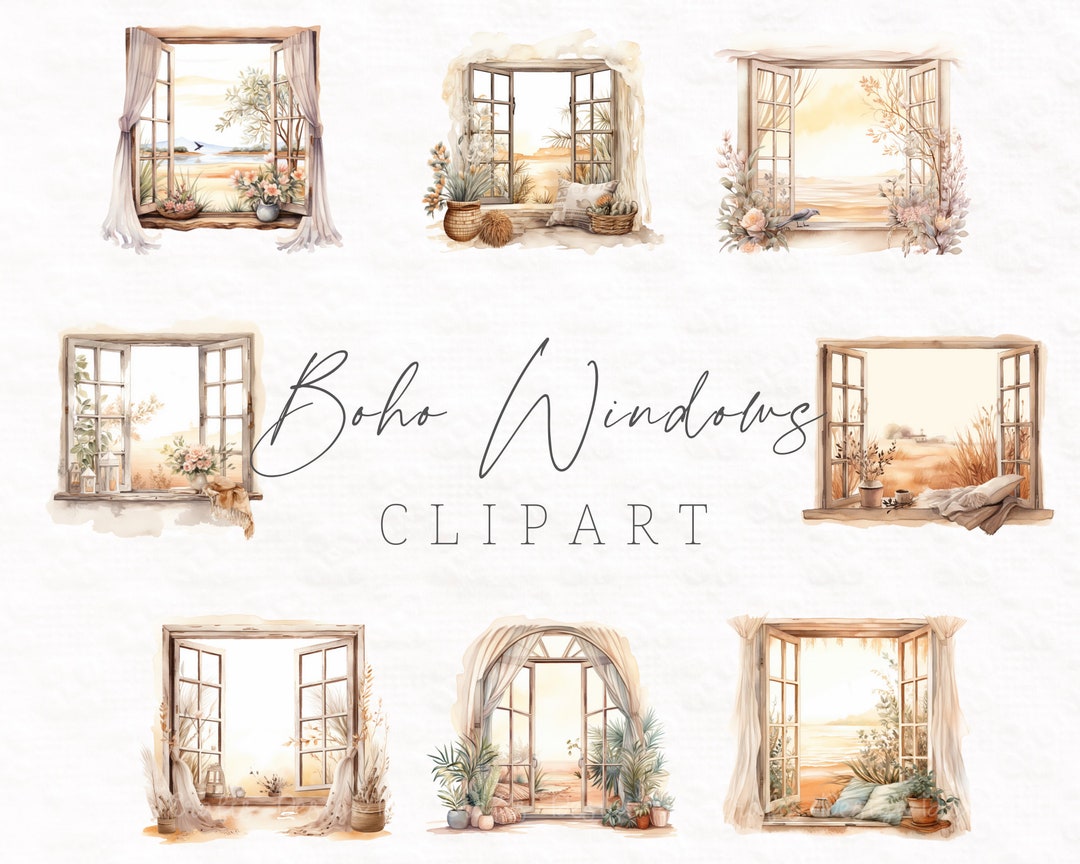 Boho Windows Clipart Printable Scrapbook Paper Planner Clipart Instant ...