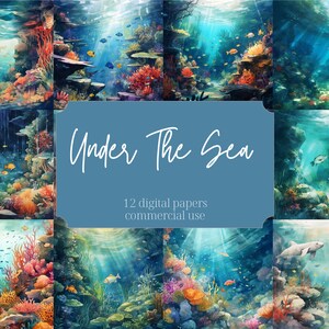 Under the Sea Digital Papers Printable Scrapbook Paper Backgrounds ...