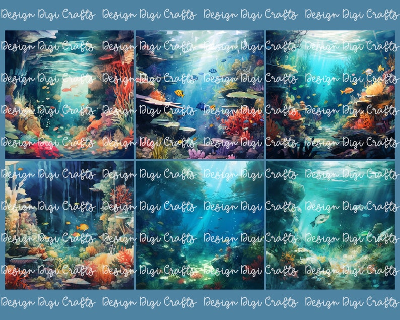 Under the Sea Digital Papers Printable Scrapbook Paper Backgrounds ...