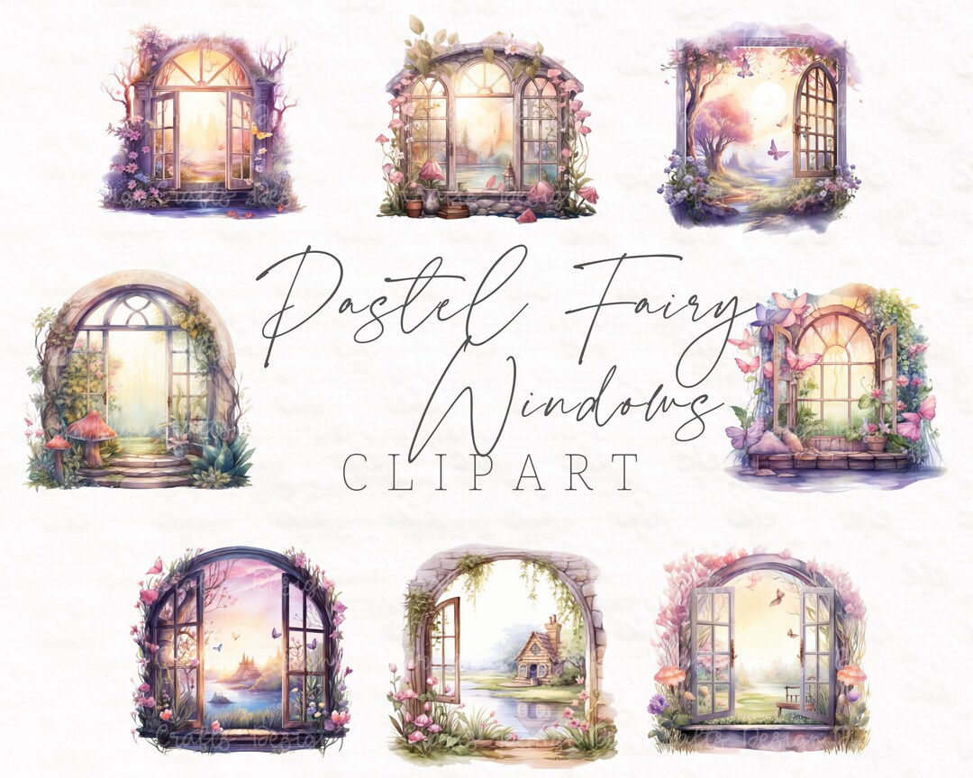 Pastel Fairy Windows Clipart Printable Scrapbook Paper Planner Clipart ...
