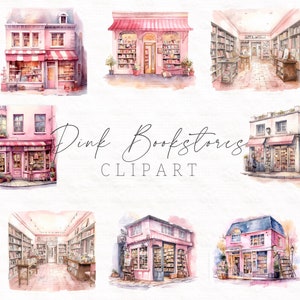 Pink Bookstores Clipart Printable Scrapbook Paper Planner Clipart ...