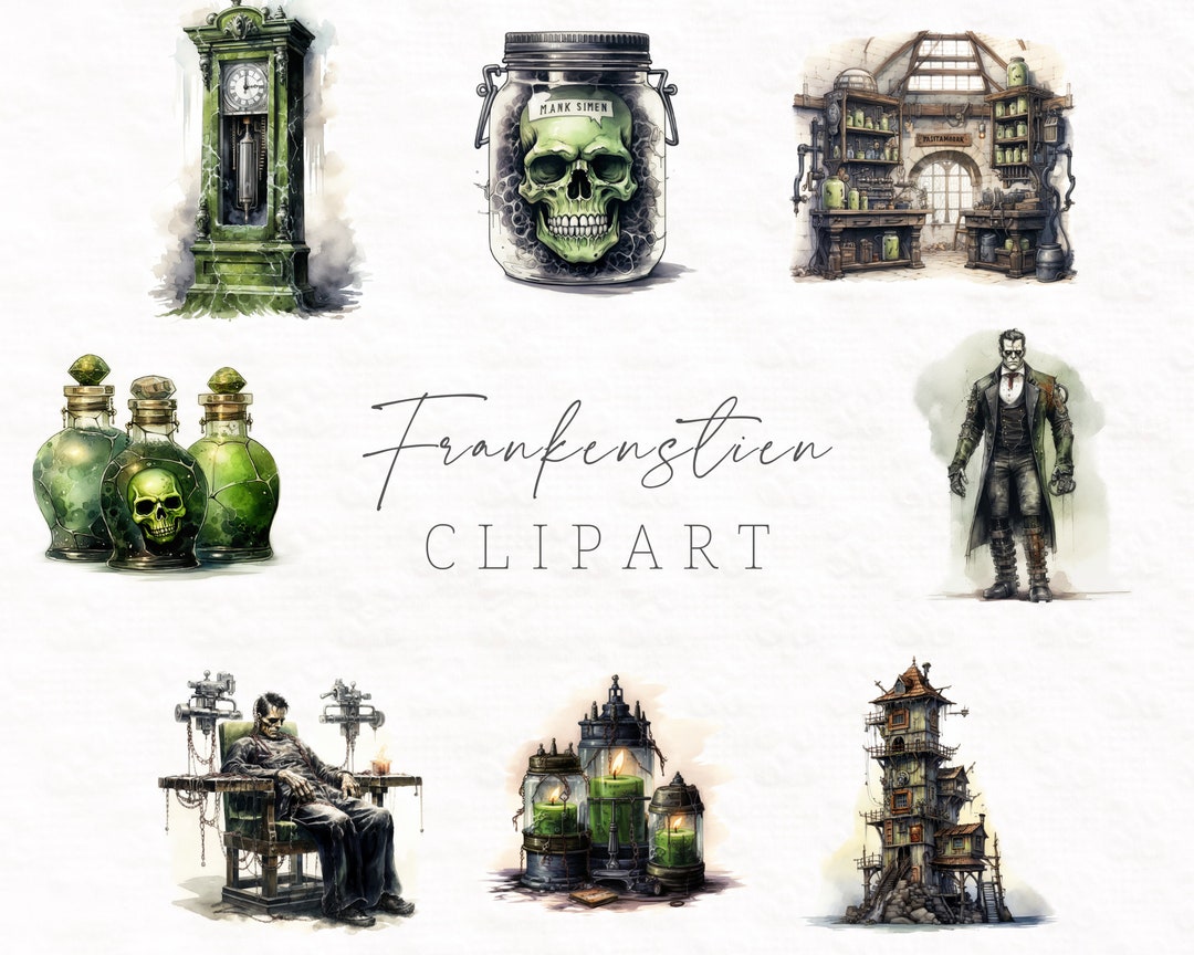 Frankenstein Clipart Printable Scrapbook Paper Planner Clipart Instant ...