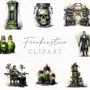 Frankenstein Clipart Printable Scrapbook Paper Planner Clipart Instant ...