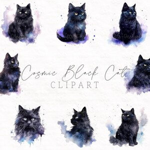Cosmic Black Cats Clipart Printable Scrapbook Paper Planner Clipart ...