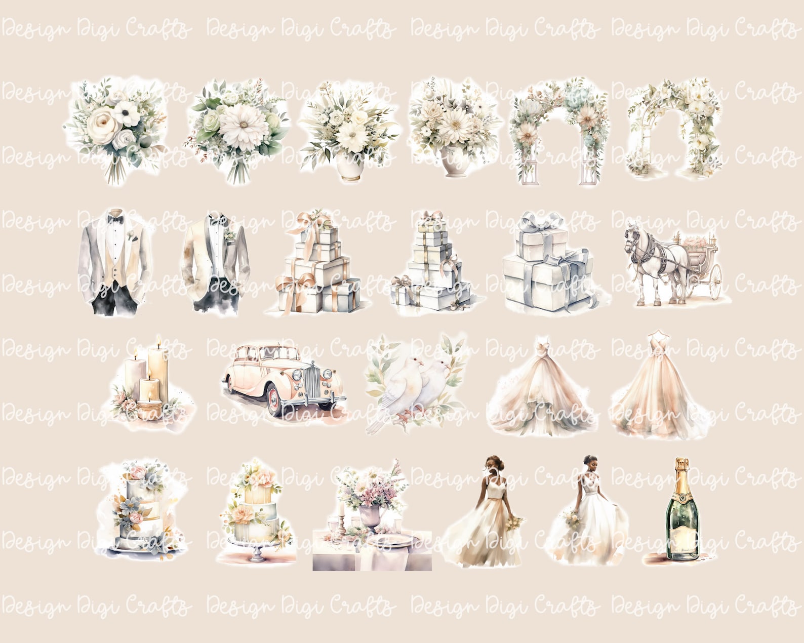 Wedding Day Clipart Printable Scrapbook Paper Planner Clipart Instant ...