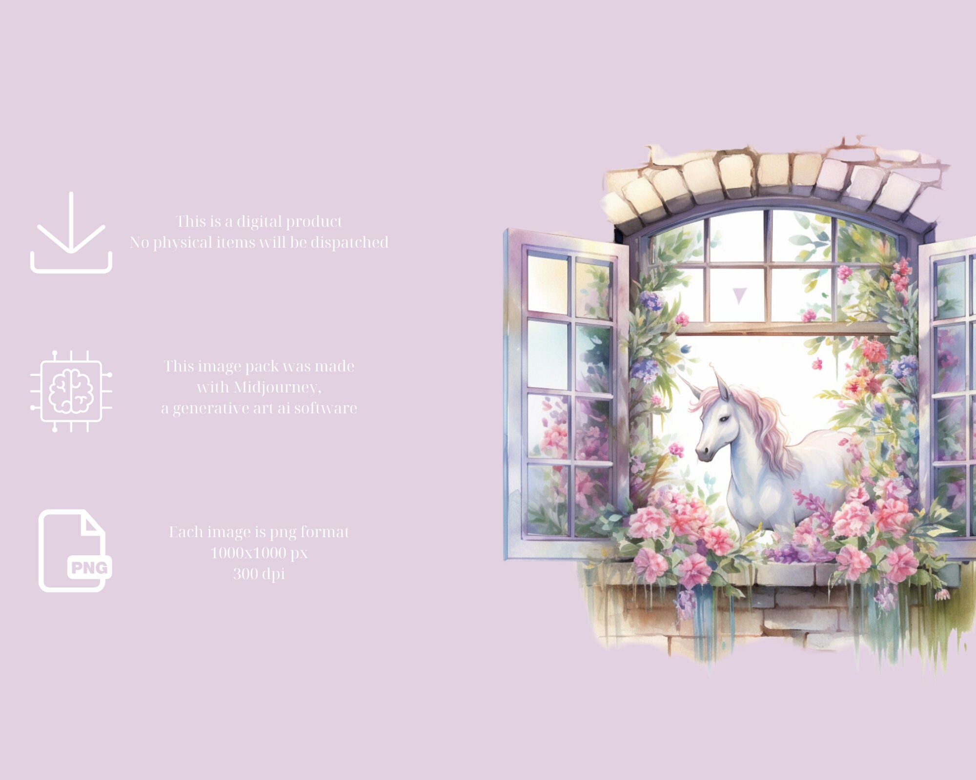 Unicorn Windows Clipart Printable Scrapbook Paper Planner Clipart ...