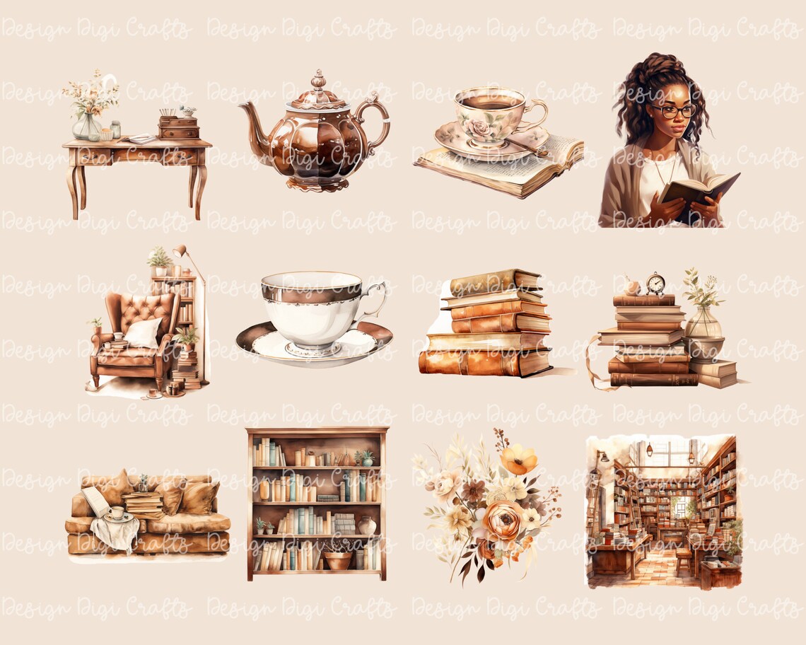 Bookish Clipart Printable Scrapbook Paper Planner Clipart Instant ...