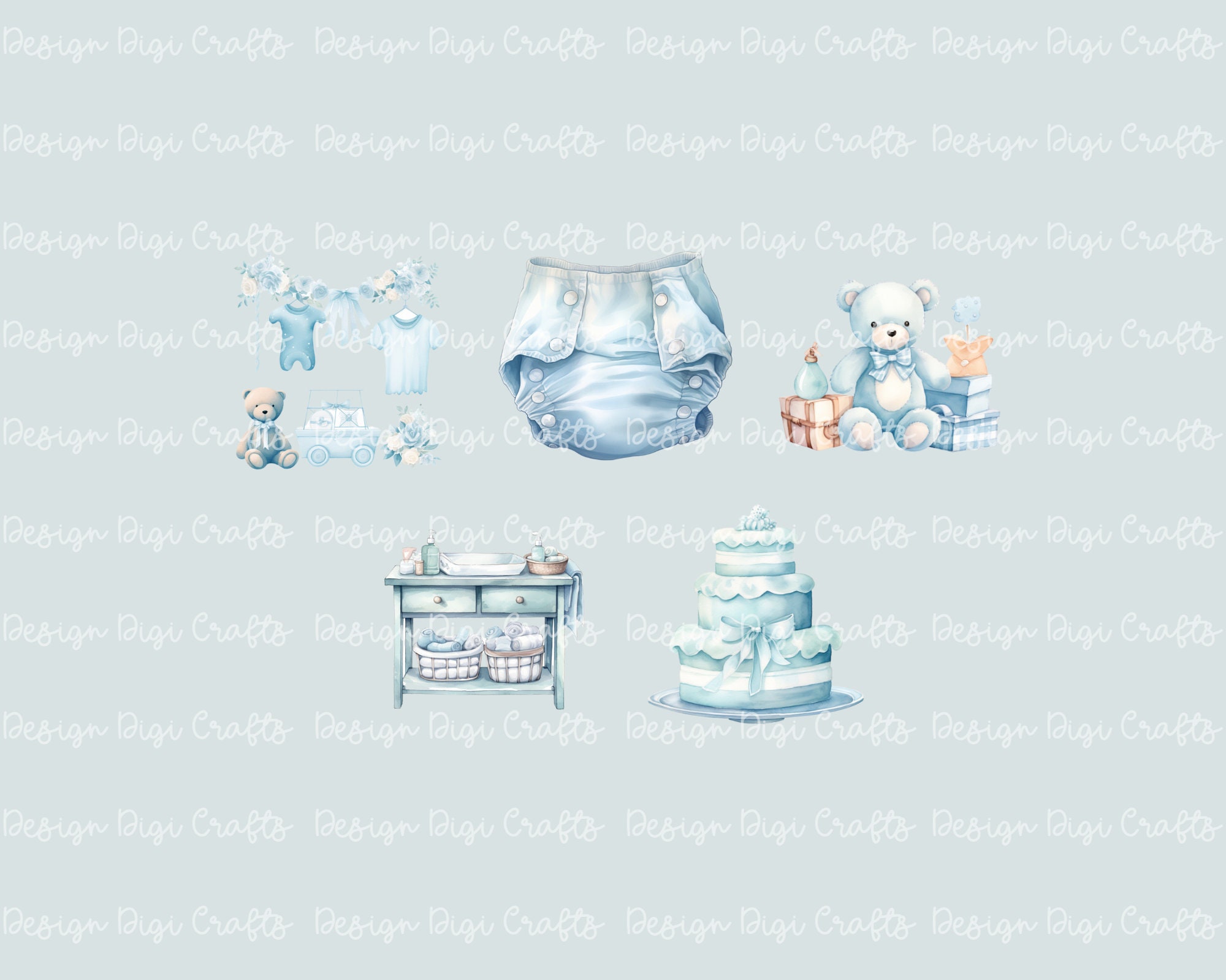 Blue Baby Clipart Printable Scrapbook Paper Planner Clipart Instant ...