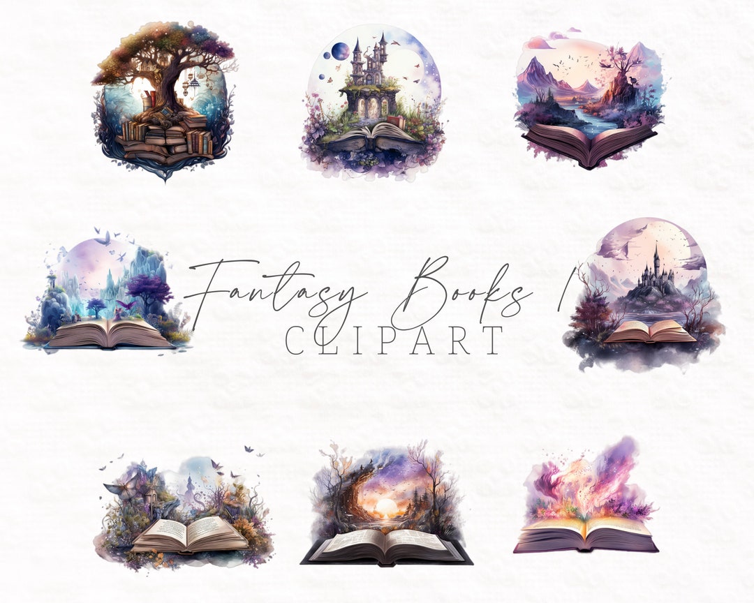 Fantasy Books Clipart Printable Scrapbook Paper Planner - Etsy
