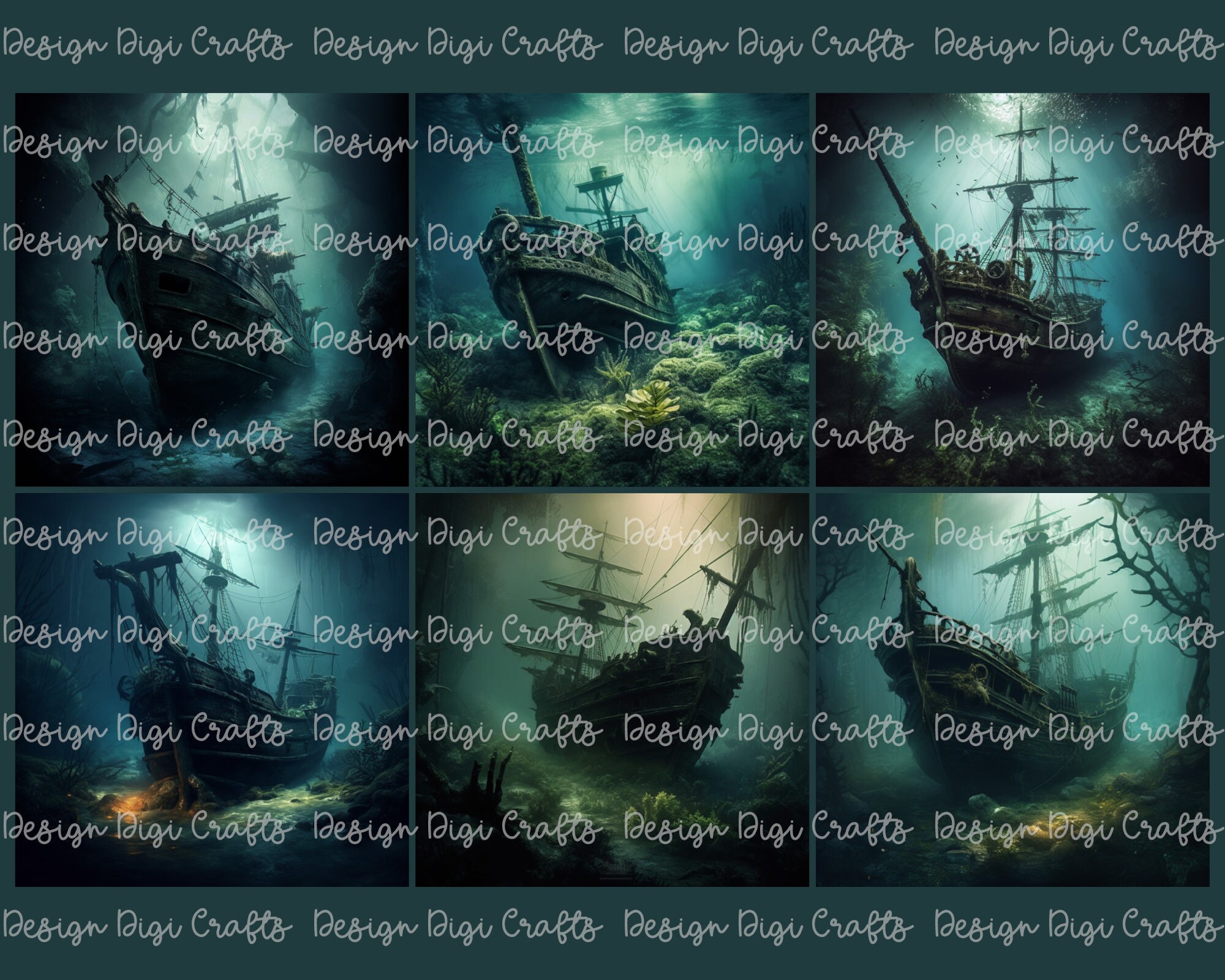 Sunken Pirate Ship Digital Papers Printable Scrapbook Paper - Etsy