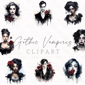 Gothic Vampires Clipart Printable Scrapbook Paper Planner Clipart ...