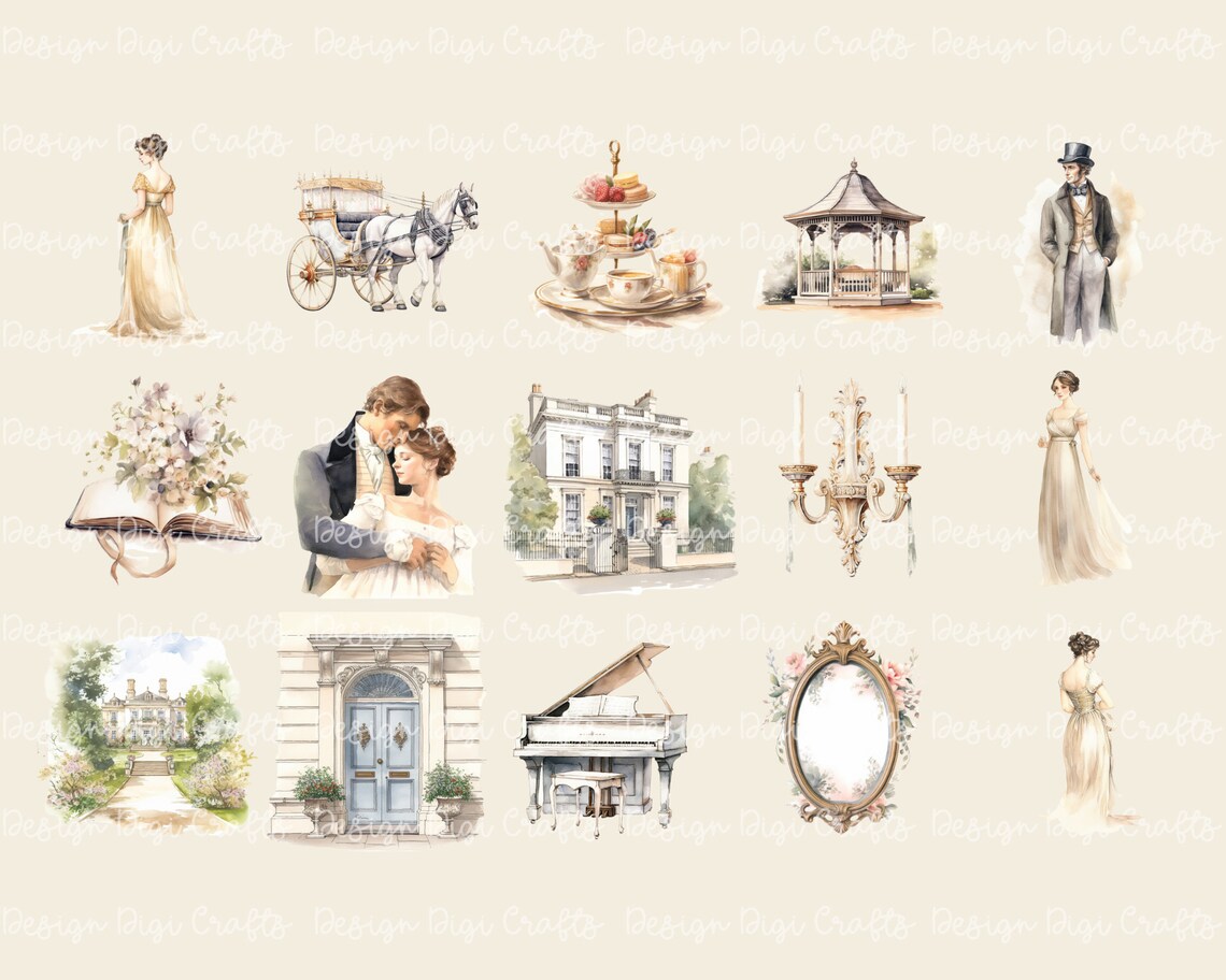 Regency Clipart Printable Scrapbook Paper Planner Clipart Instant ...