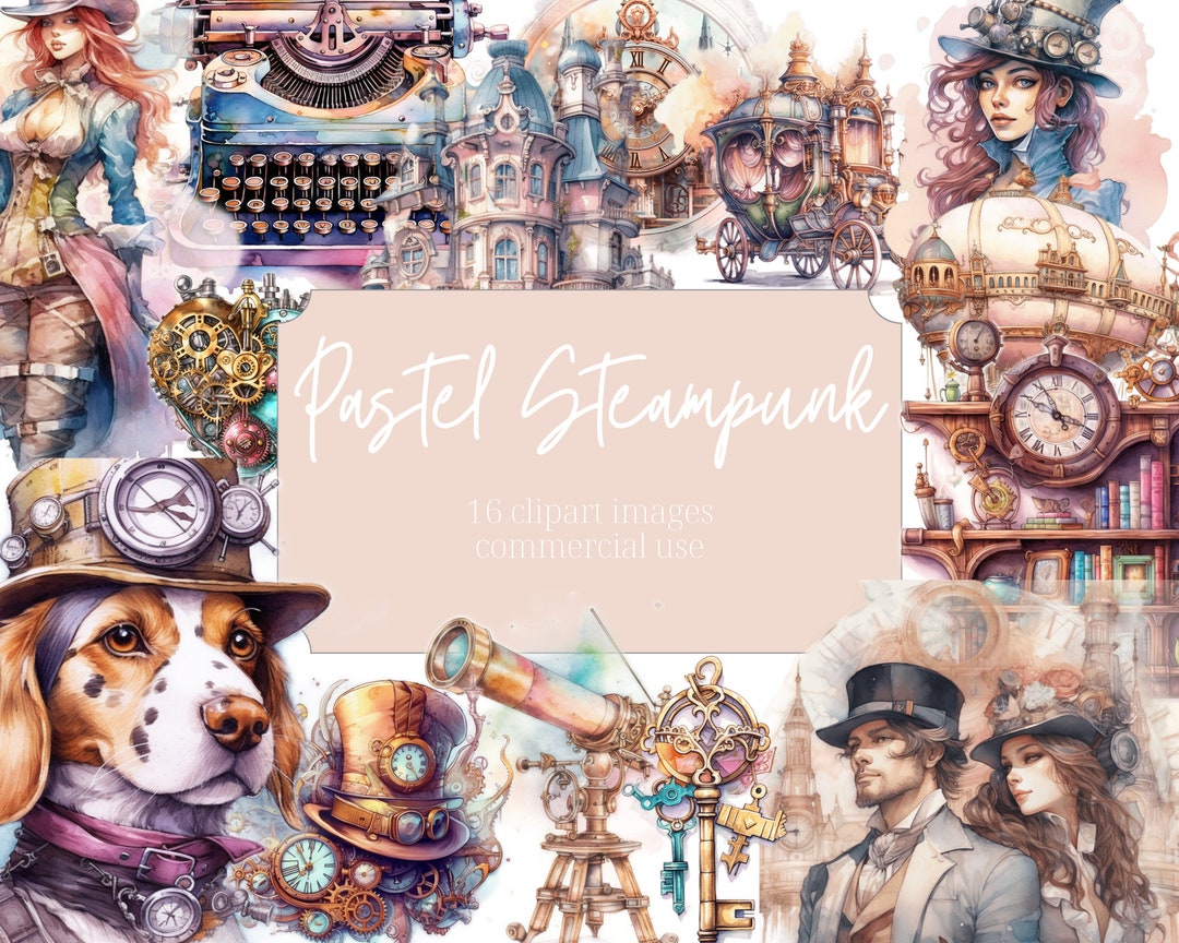 Pastel Steampunk Clipart Printable Scrapbook Paper Planner - Etsy
