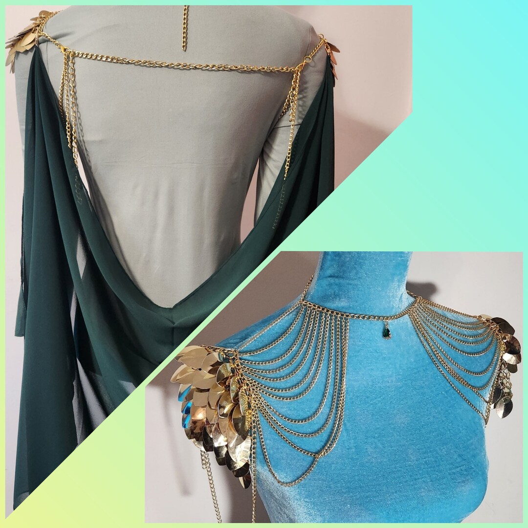 Dragon Scales, Scale Mail Shoulder Armor Pauldron, Gold With a Dark ...