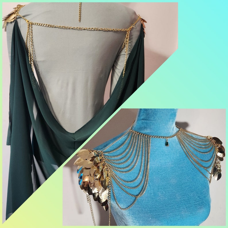 Dragon Scales, Scale Mail Shoulder Armor Pauldron, Gold With a Dark ...