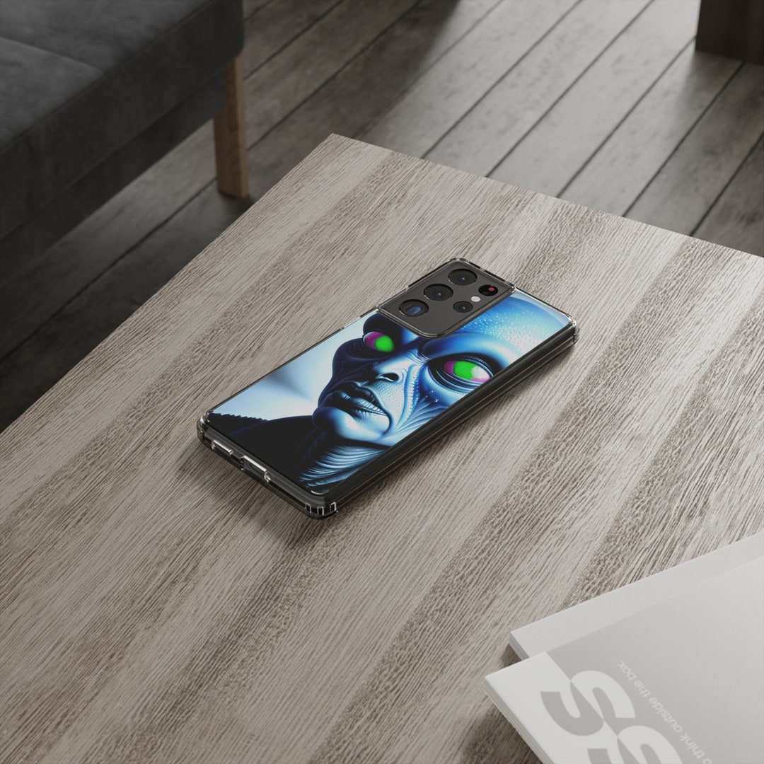 Blue Alien Sci-fi Clear Phone Case, iPhone or Samsung Galaxy Model ...
