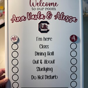 College Dorm Door Sign Dry Erase Board | Roommate Message Board ...