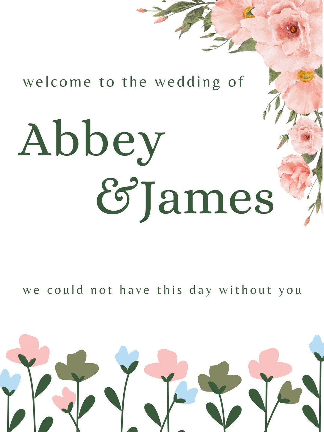 Floral Welcome Sign Canva Template - Etsy