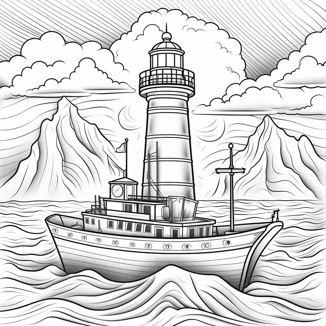 7 Printable Adult Boat Themed Coloring Pages Etsy