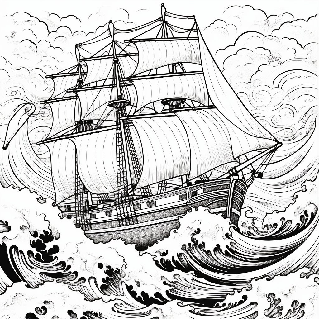 7 Printable Adult Boat Themed Coloring Pages Etsy